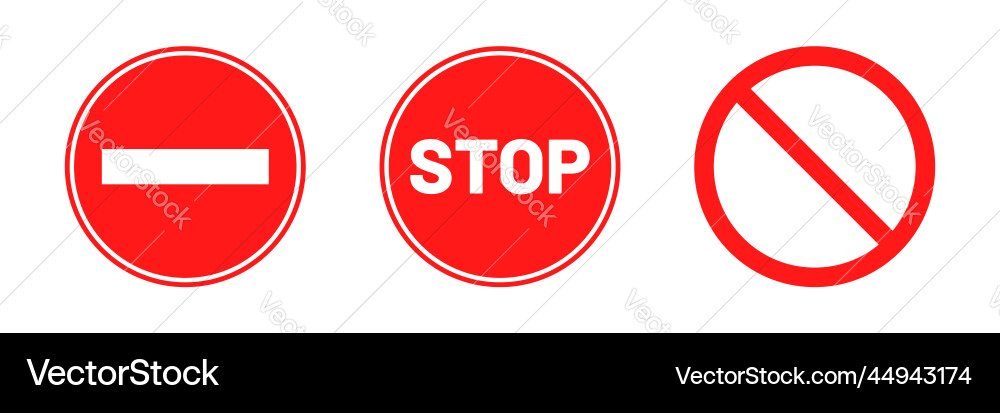 Stop signs collection red in round Royalty Free Vector Image