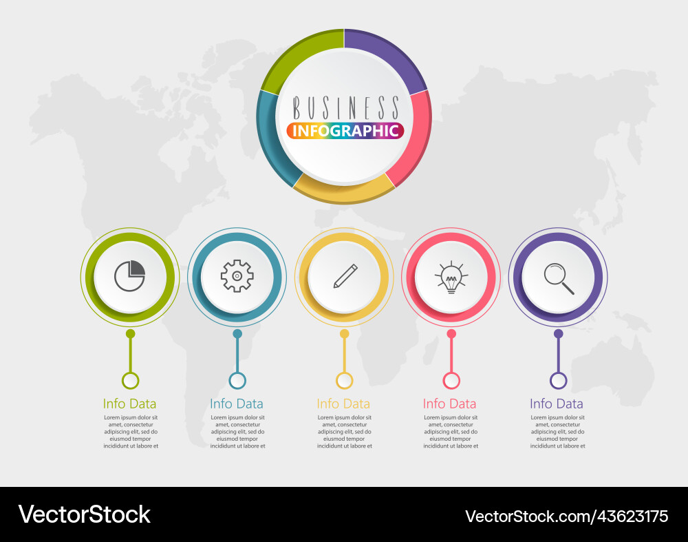 Abstract 3d infographic template with a five Vector Image