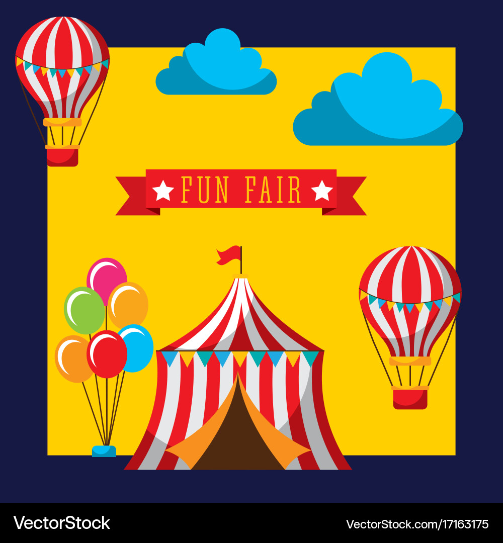 Amusement fun fair theme park poster template Vector Image