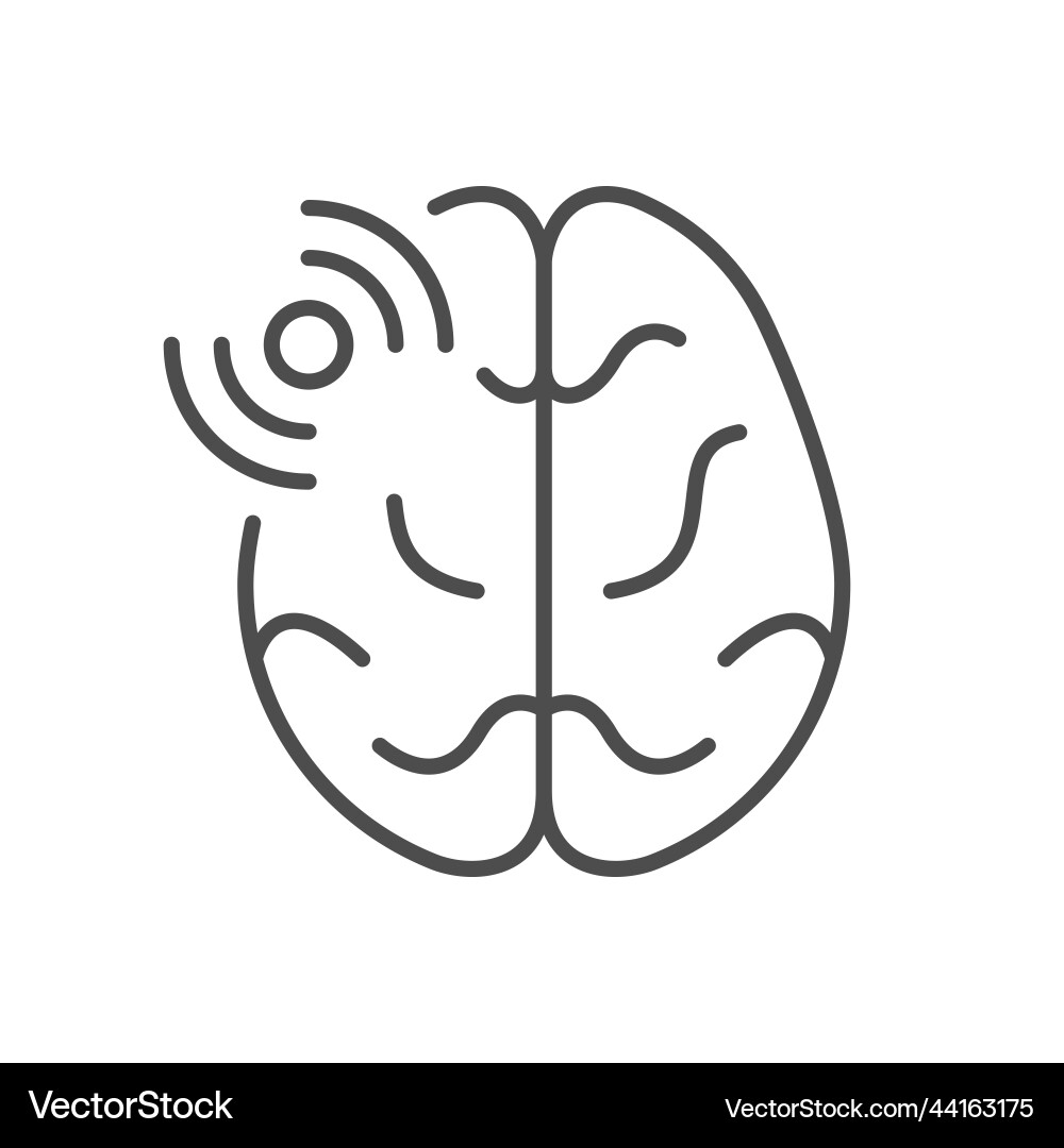 Brain pain line outline icon Royalty Free Vector Image