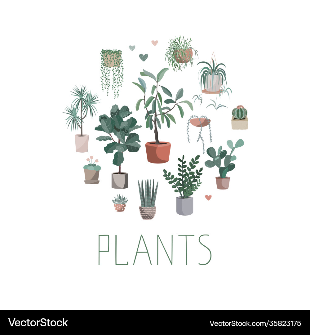 Circle of Green Plants Royalty Free Vector Image