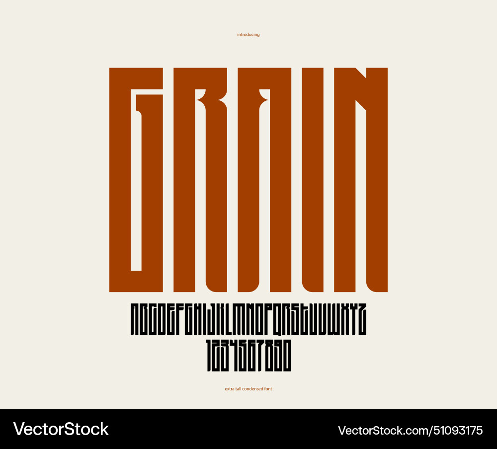 Geometric condensed sans serif typeface tall and Vector Image