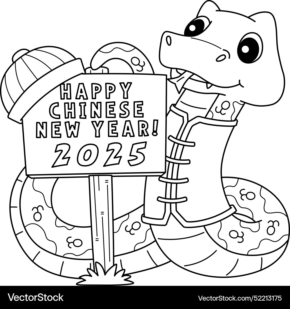 Happy chinese new year 2025 isolated coloring page