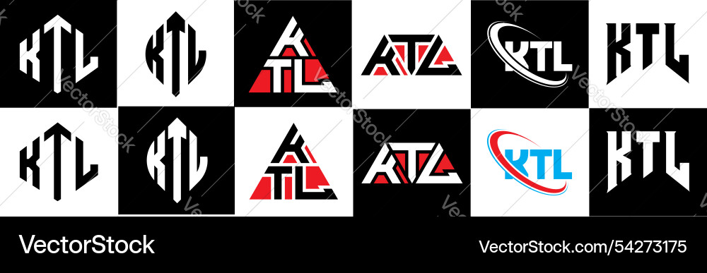 Ktl letter logo design in six style polygon Vector Image
