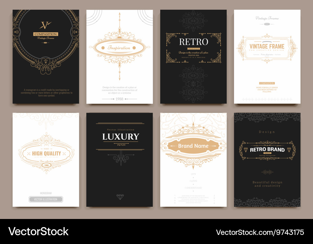 Monogram cards Royalty Free Vector Image - VectorStock