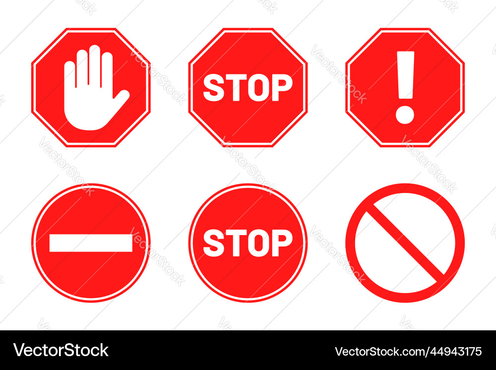 Red Stop Signs Collection Royalty Free Vector Image