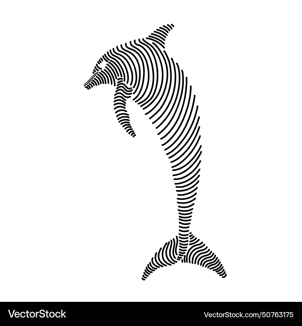 Simple line art of a dolphin 3 Royalty Free Vector Image