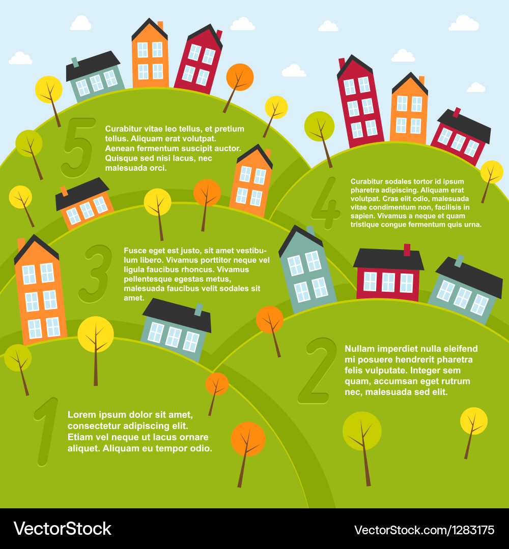 Summer landscape with small town Royalty Free Vector Image