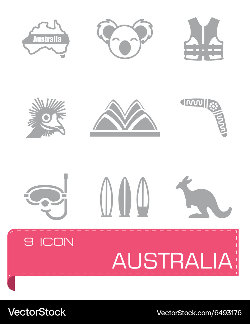 Australia icon set Royalty Free Vector Image - VectorStock