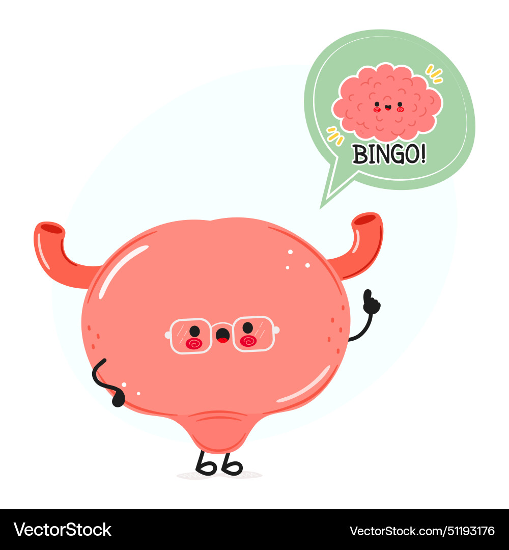 Bladder with speech bubble and brain character Vector Image