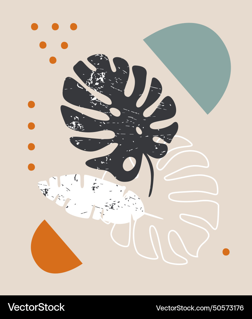 Card with leaves and grunge textures Royalty Free Vector