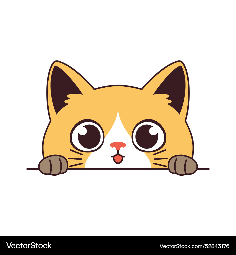 Cute curious orange cat kitten cartoon character Vector Image