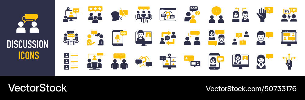 Discussion icons set communication speech bubble Vector Image