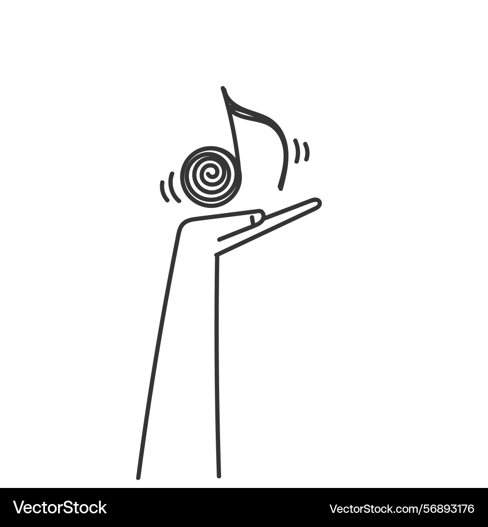 Doodle hand holding music note Royalty Free Vector Image