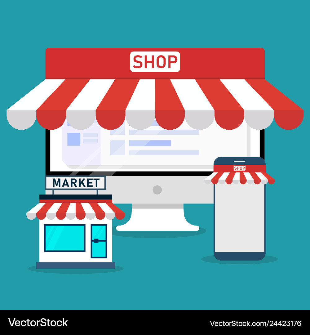 Electronic commerce design flat graphic Royalty Free Vector