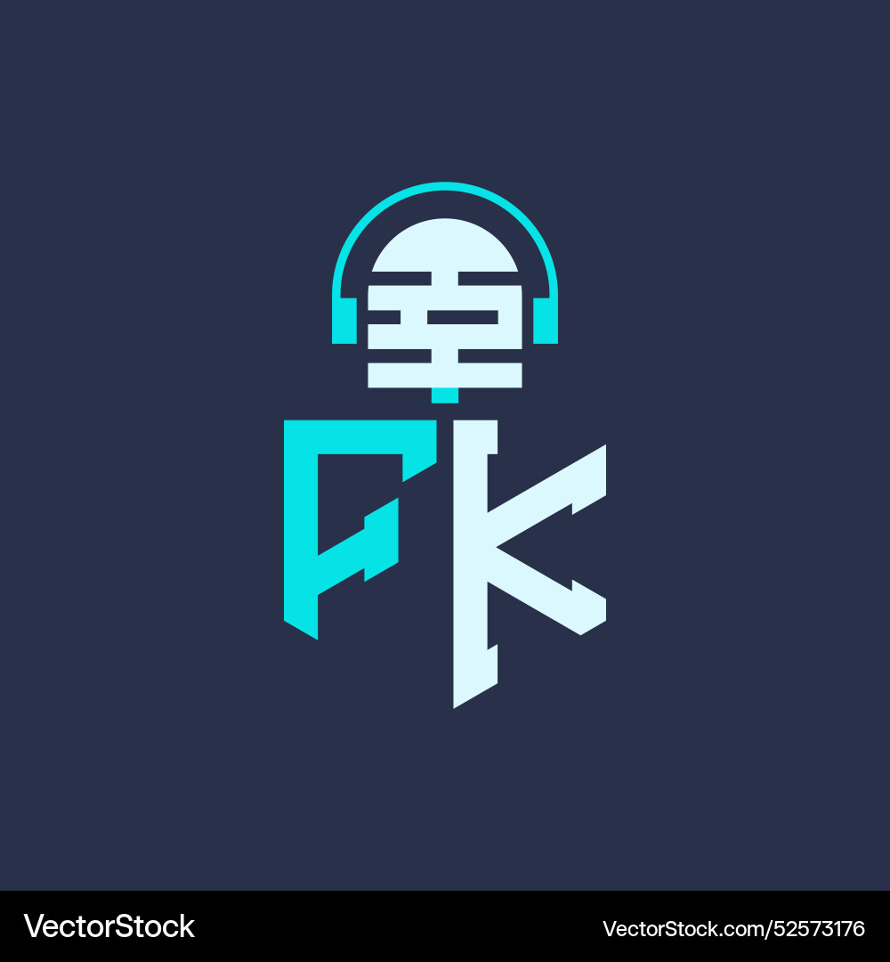 Fk microphone logo design for audio music Vector Image