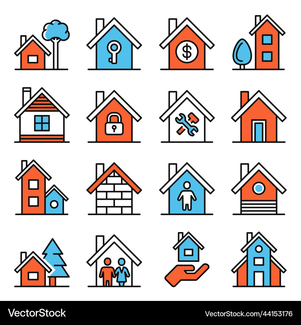 House icon set on white background Royalty Free Vector Image