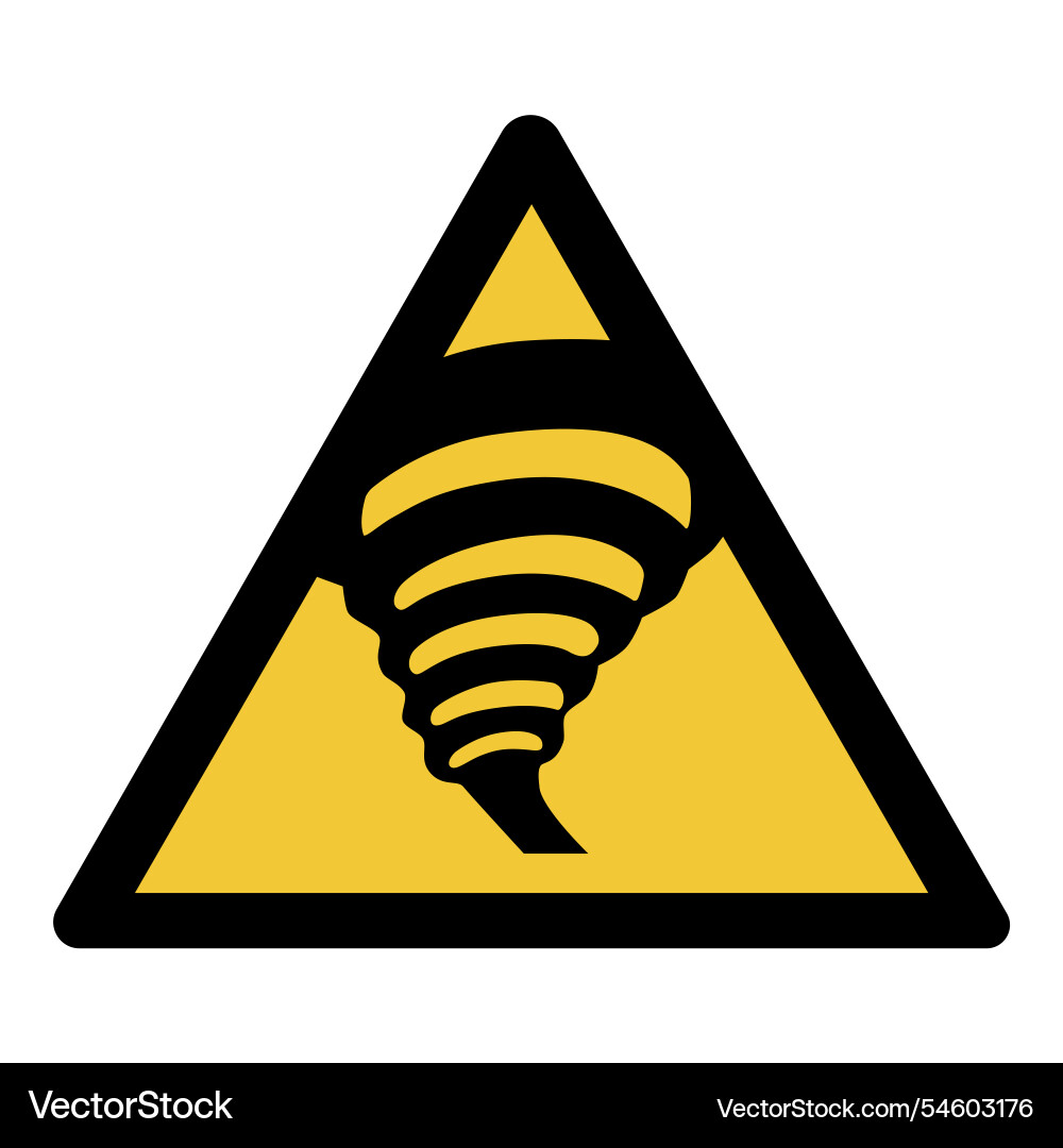 Hurricane tornado yellow warning sign Royalty Free Vector