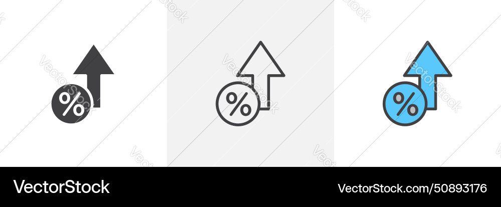 Interest growth icon set increase percentage Vector Image