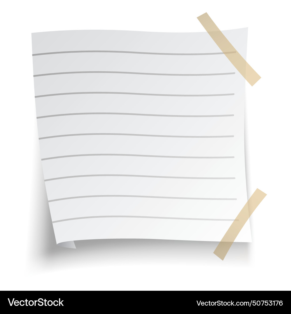 Lined sticky note blank paper sheet Royalty Free Vector