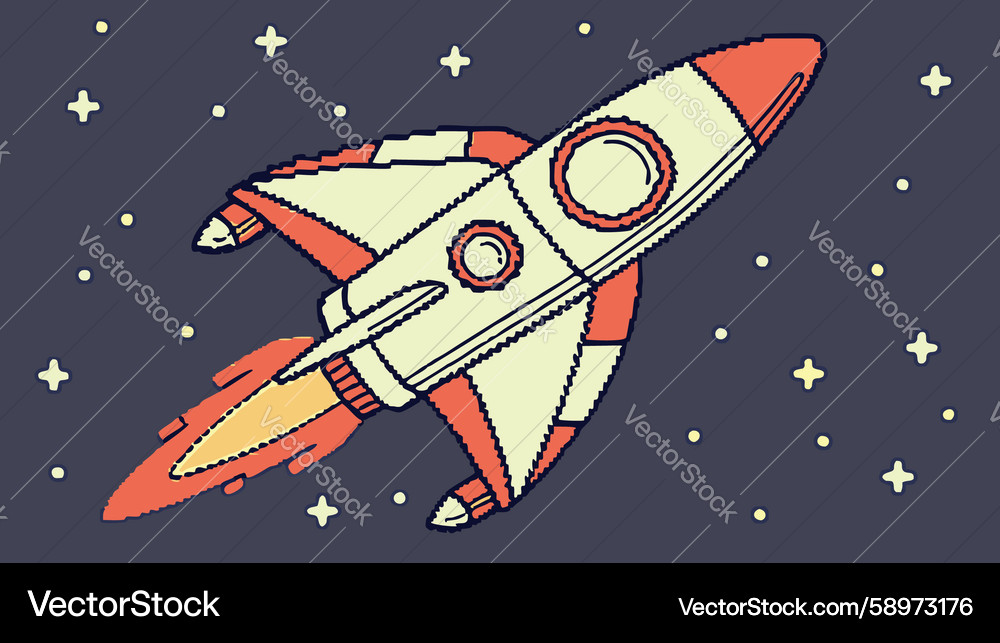 Rocket spaceship launching into space design Vector Image