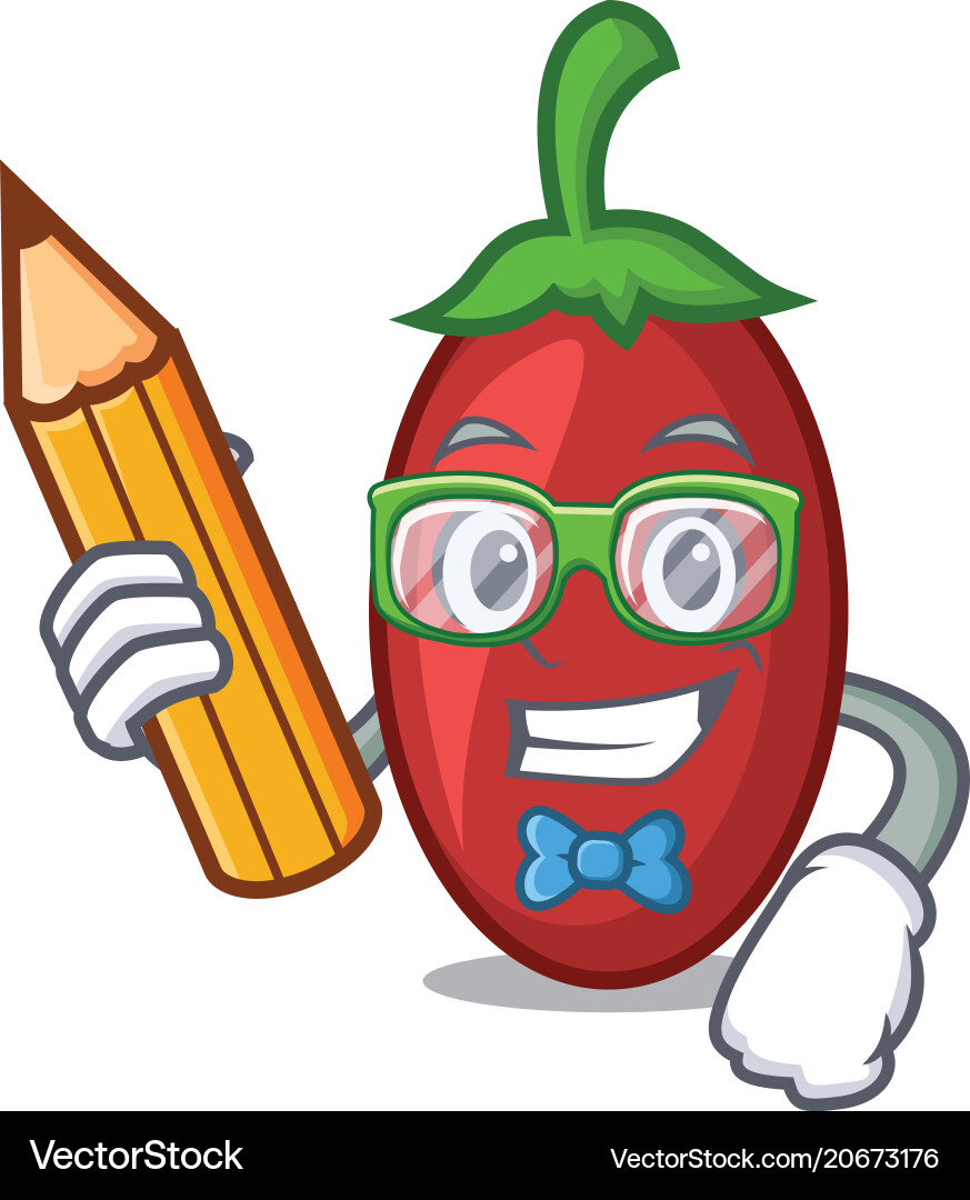 Student goji berries character cartoon Royalty Free Vector