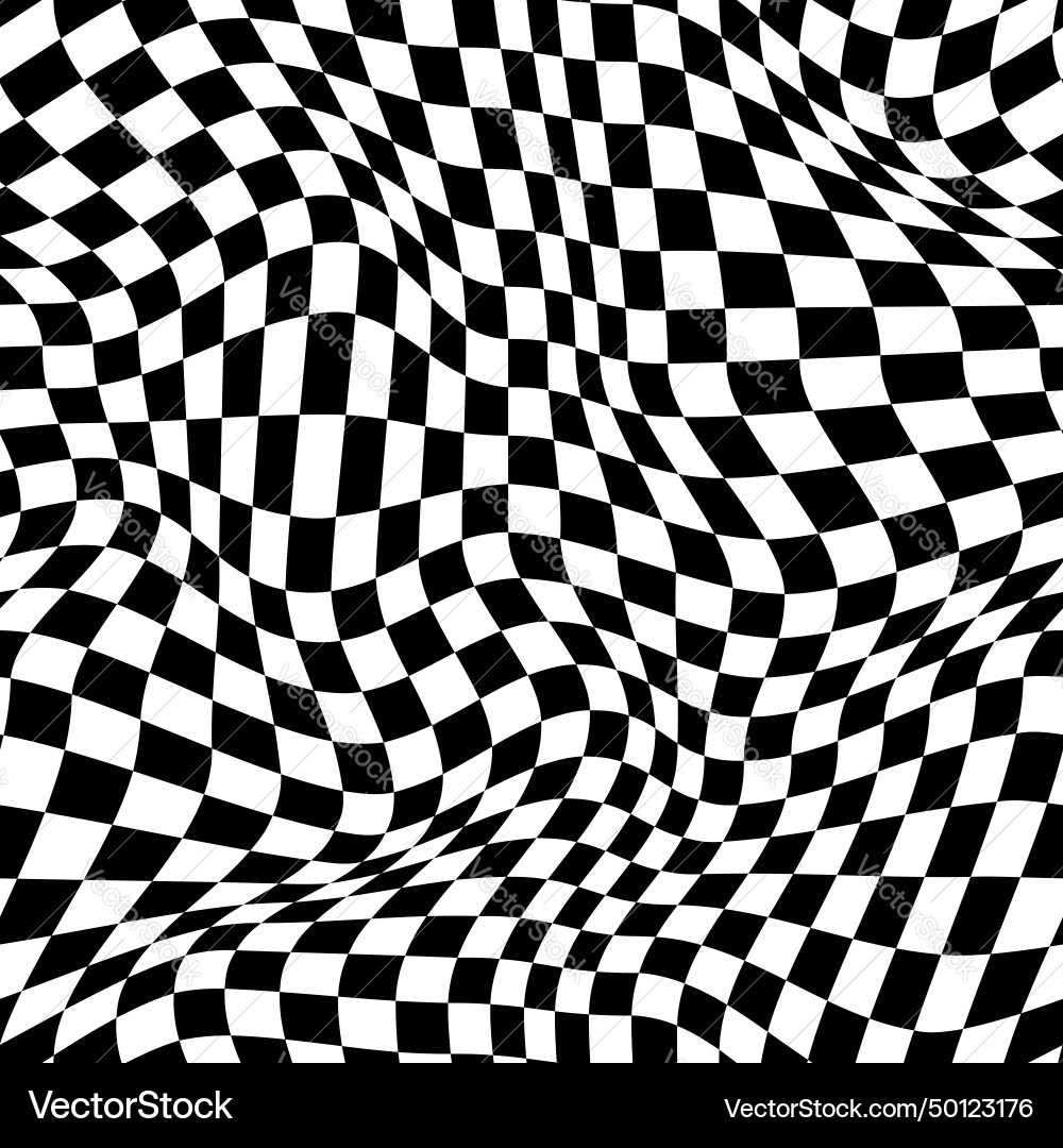 Wavy optical illusion checker seamless pattern Vector Image