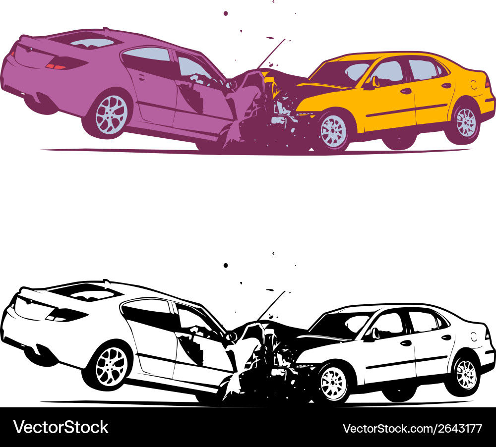 Car collision Royalty Free Vector Image - VectorStock