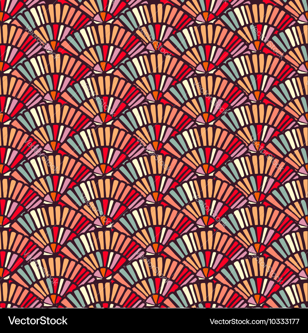 Colorful hand fan mosaic tile seamless pattern Vector Image