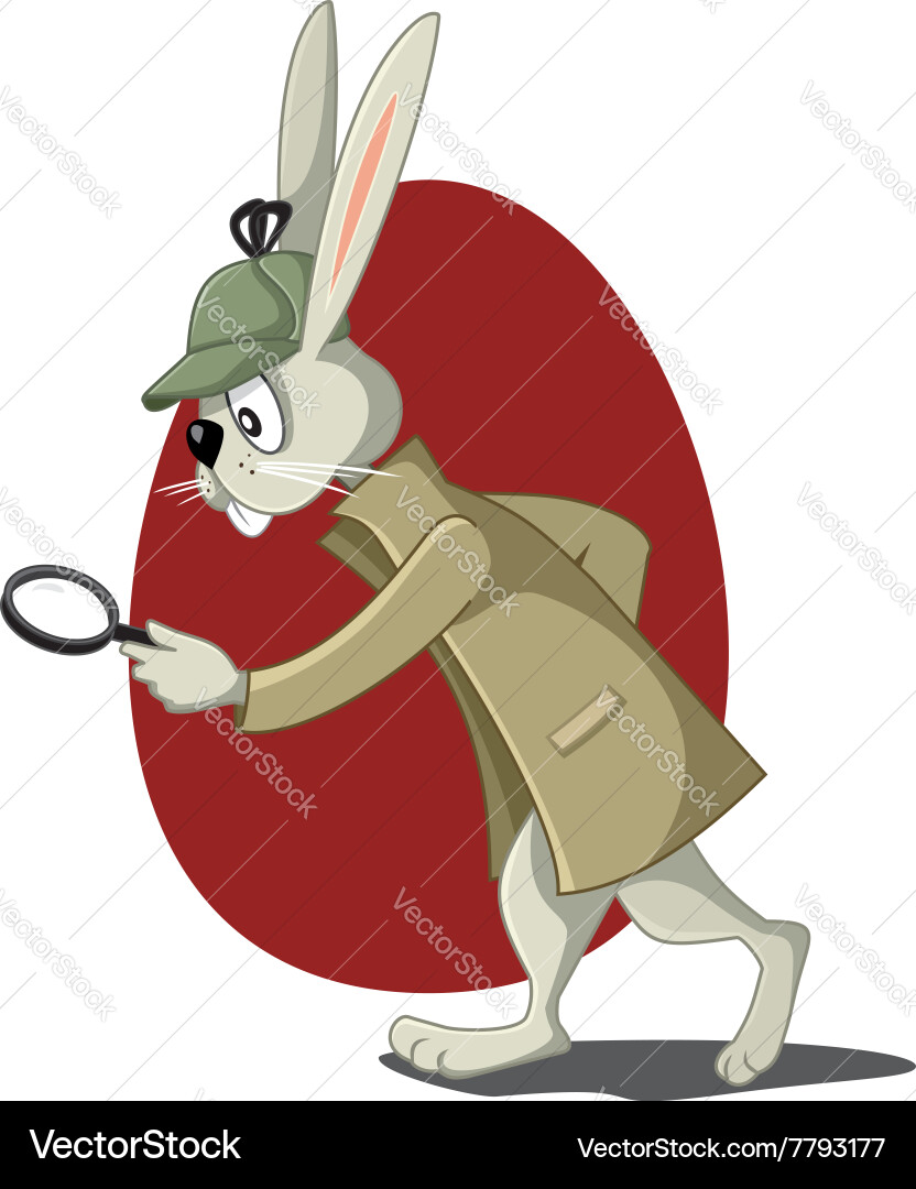 Detective Rabbit with Magnifying Glass Royalty Free Vector