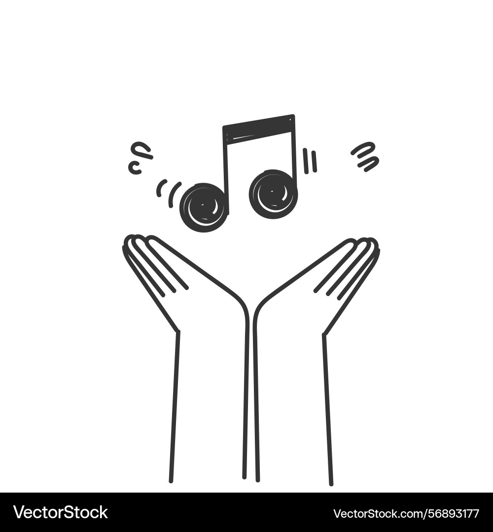 Doodle hand holding music note Royalty Free Vector Image
