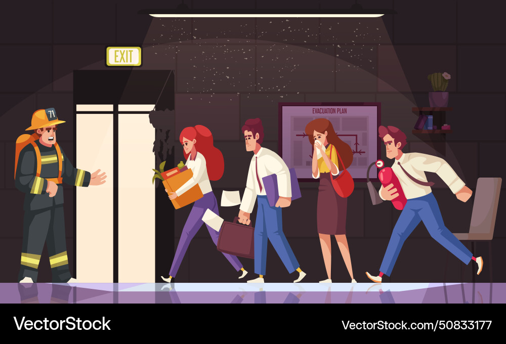 Evacuation alarm poster Royalty Free Vector Image