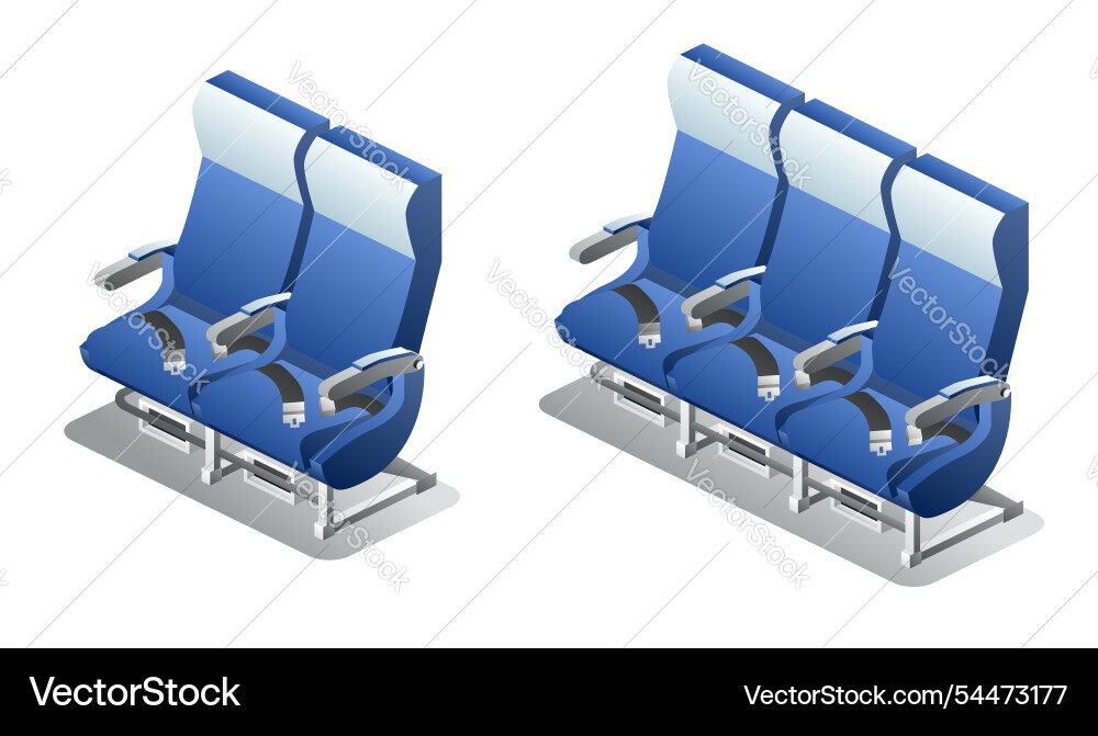 Isometric airplane seats economy class Royalty Free Vector