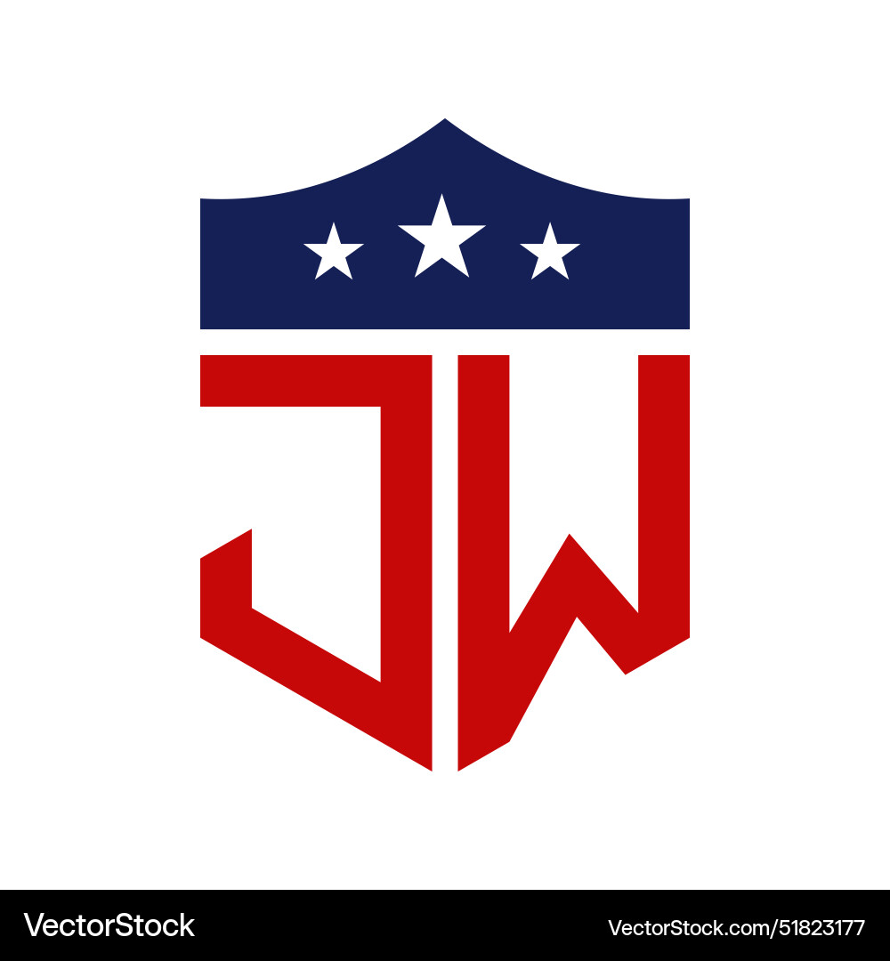 Patriotic jw logo design letter Royalty Free Vector Image