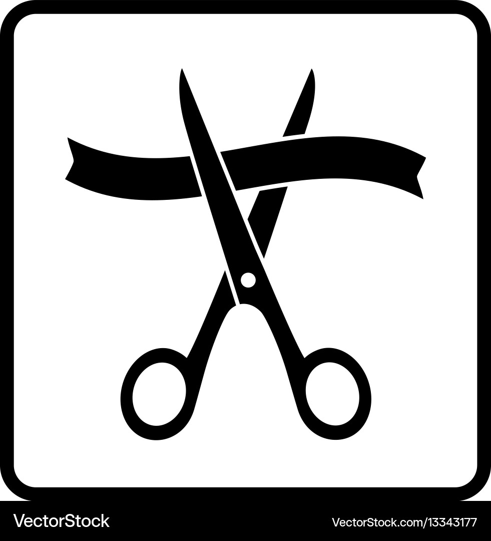 Scissors cutting ribbon Royalty Free Vector Image