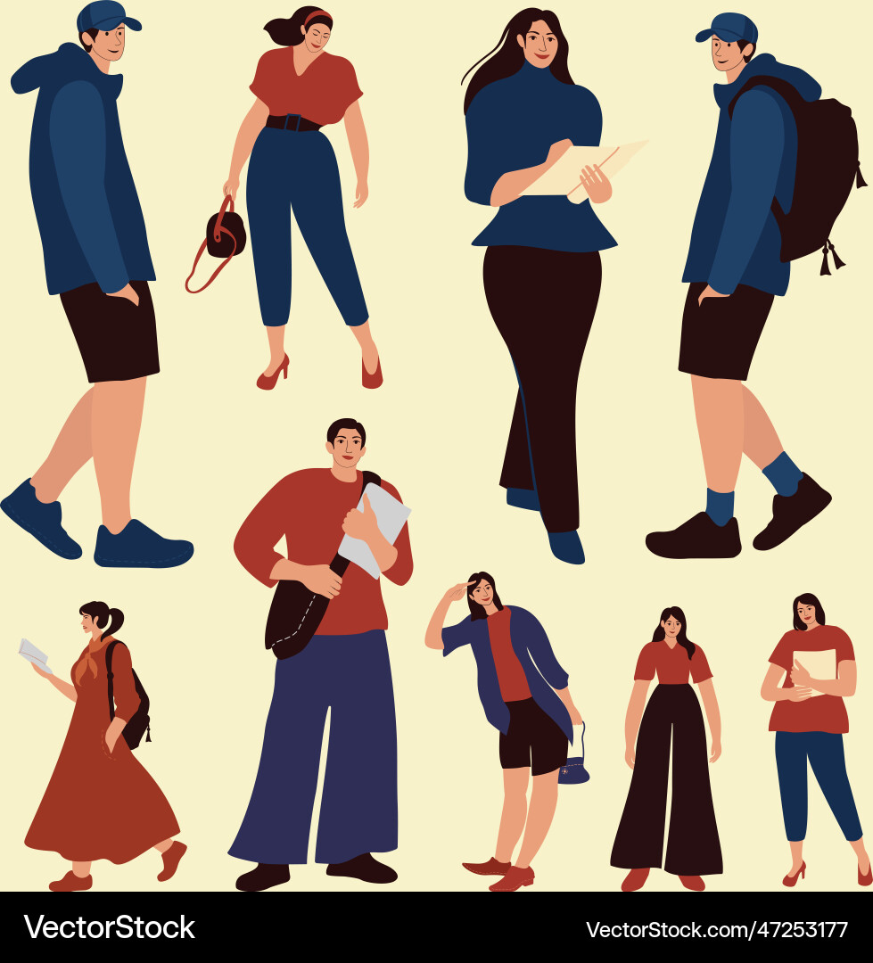 Set of human cartoon character Royalty Free Vector Image