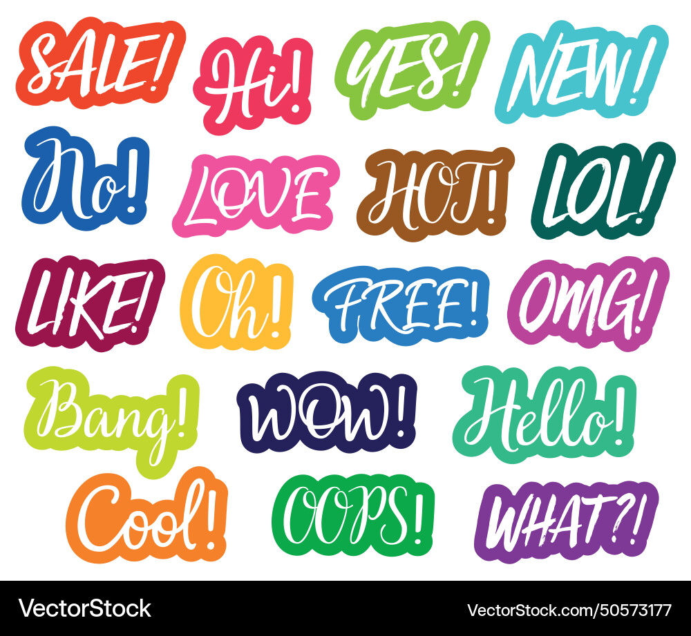 Set of short handwritten dialog phrases Royalty Free Vector
