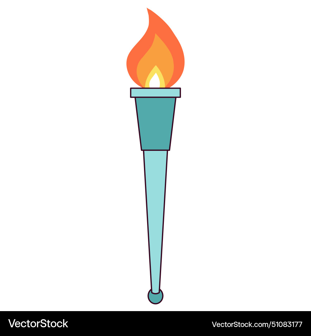 Torch with fire flat icon Royalty Free Vector Image