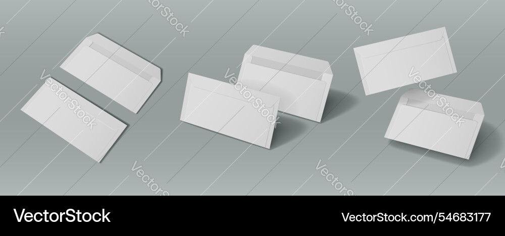 White open and closed blank letter envelop mockup Vector Image