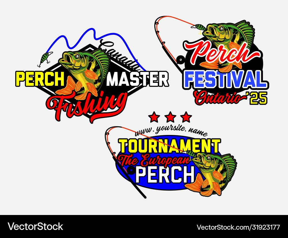Yellow perch fish logos isolated on white Vector Image