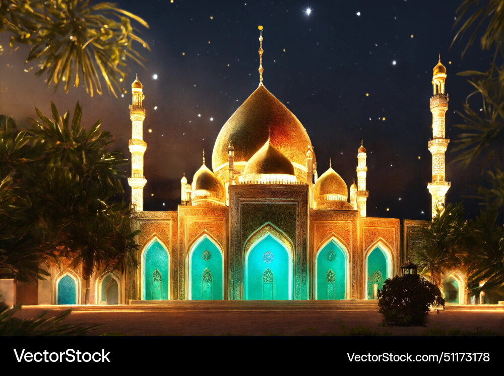 An artistic representation of islamic masjid Vector Image