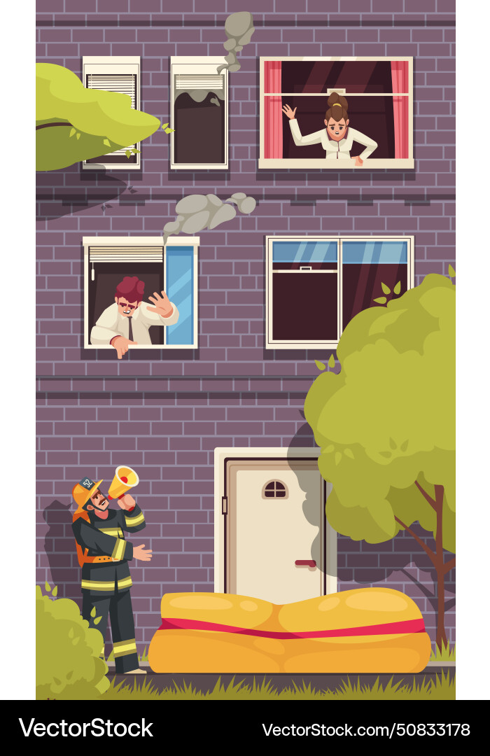 Evacuation alarm cartoon Royalty Free Vector Image