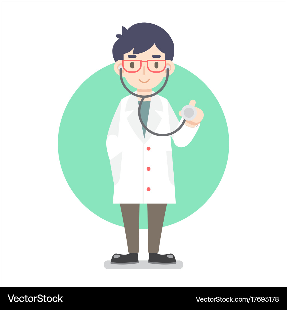 Flat design male doctor Royalty Free Vector Image
