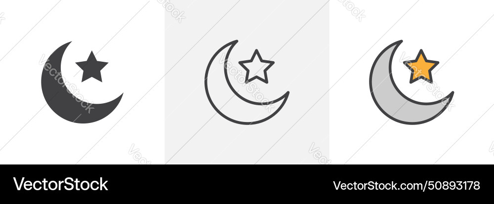 Islam star and crescent icon set muslim ramadan Vector Image