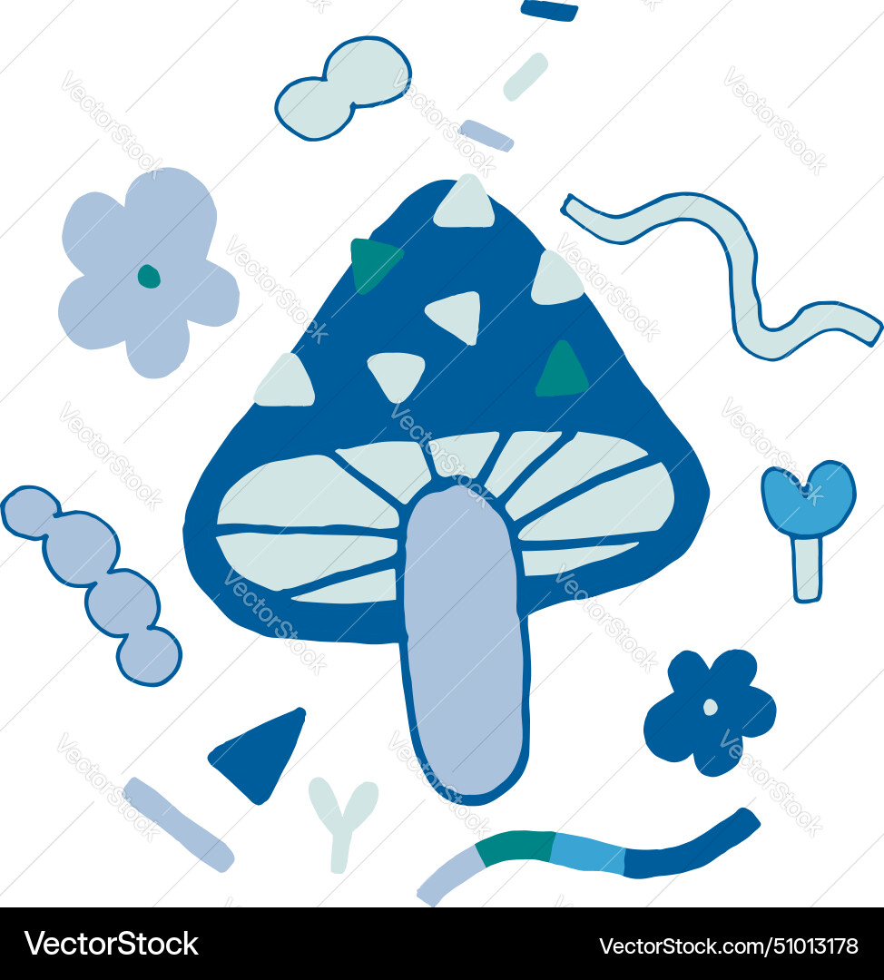 One musroom and particles on a transparent Vector Image