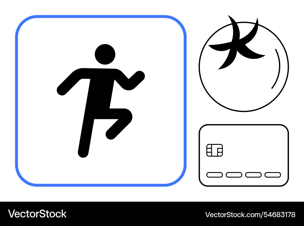 Person running icon with abstract curved lines Vector Image