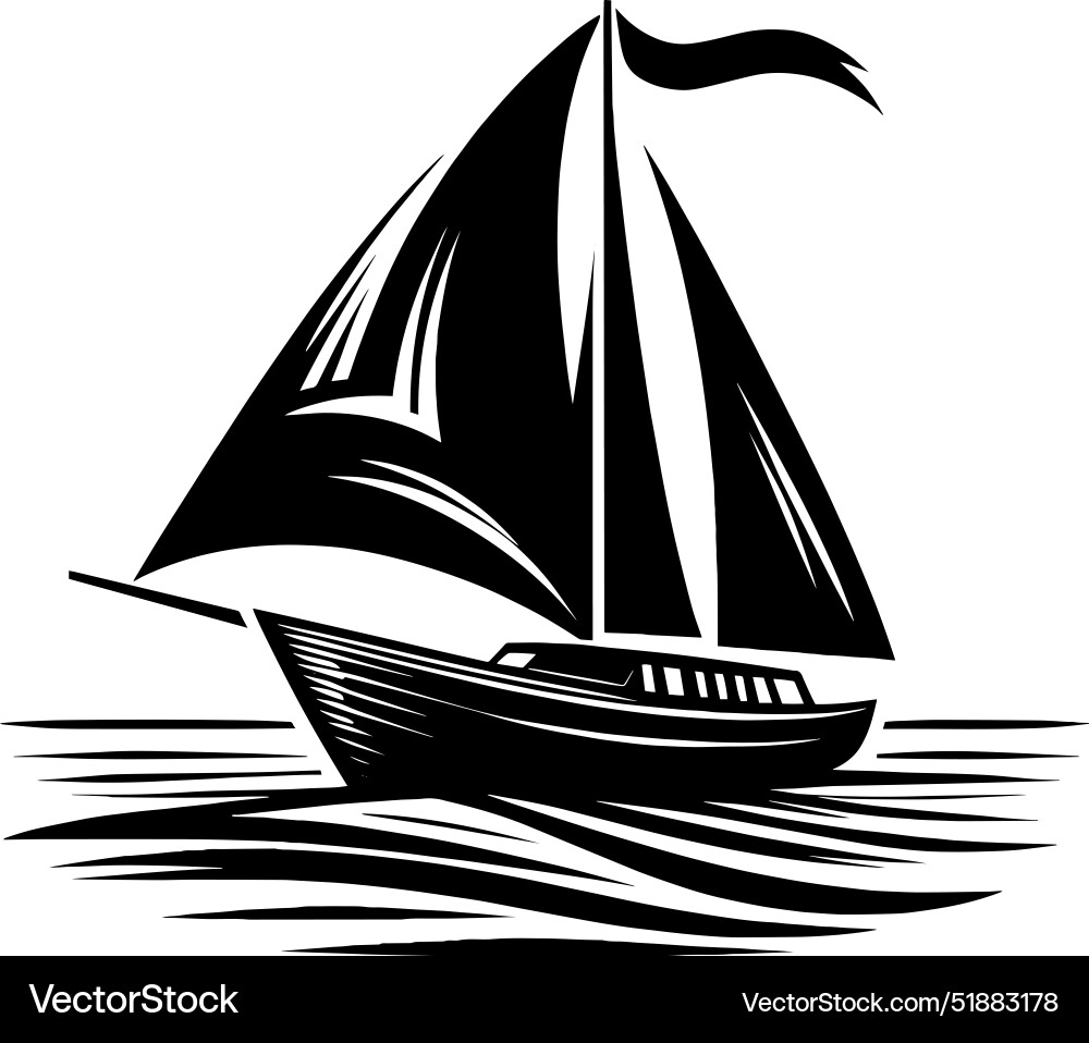 Sailboat silhouette isolated on a white background