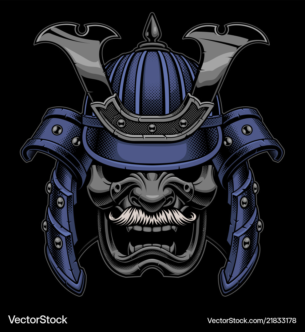 Samurai Warrior Mask Samurai Mask Shogun Warrior Helmet Vector Design,