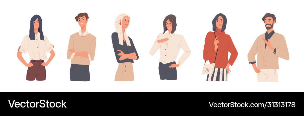 Set man and woman with arrogant face expression Vector Image