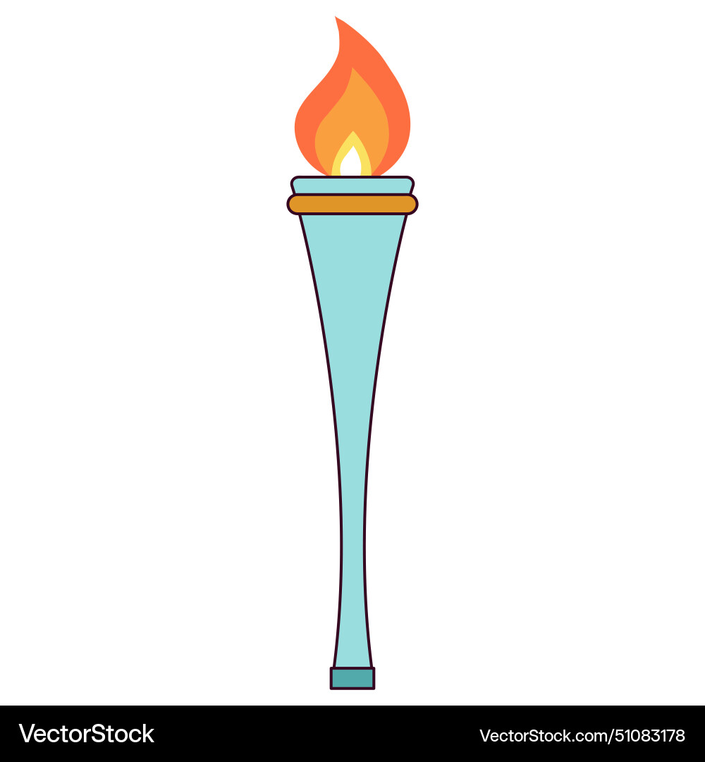 Torch with fire flat icon Royalty Free Vector Image